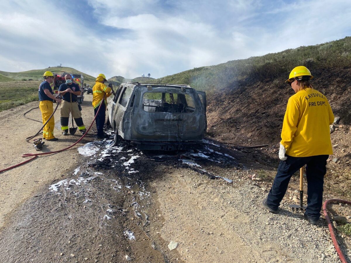 Fire destroys SUV on mountain road, authorities urge caution with hot ...